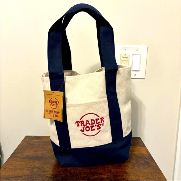 trader joe’s | Bags | One Brand New Trader Joes Blue Mini Canvas Tote ...